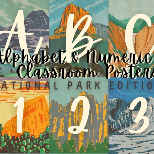 Alphabet & Number Posters National Park Edition White - Etsy