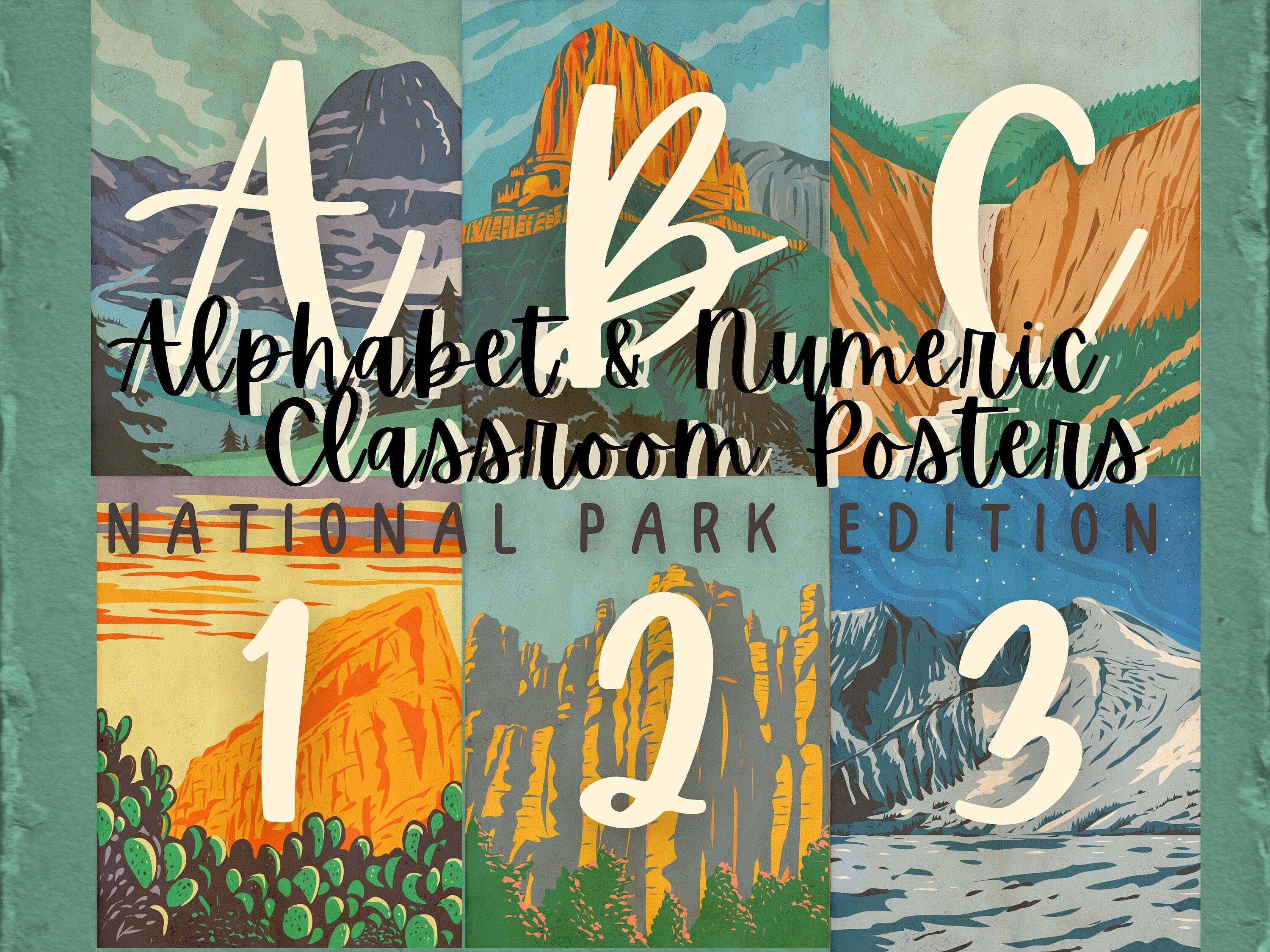 Alphabet & Number Posters | National Park Edition - White Script ...