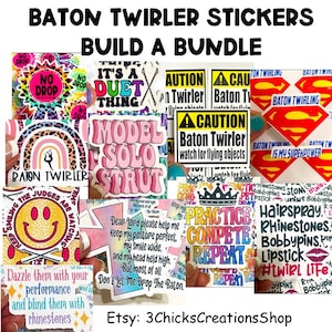 Baton Stickers Baton Twirler Good Luck Competition Sticker Twirler Gift ...