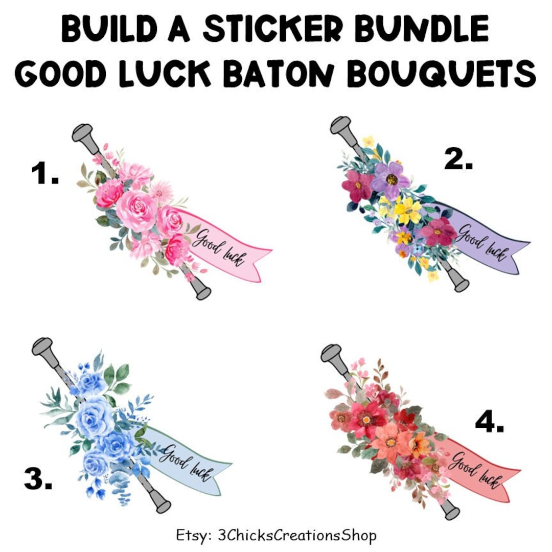 Baton Flower Bouquet Twirler Good Luck Competition Sticker Twirler Gift ...