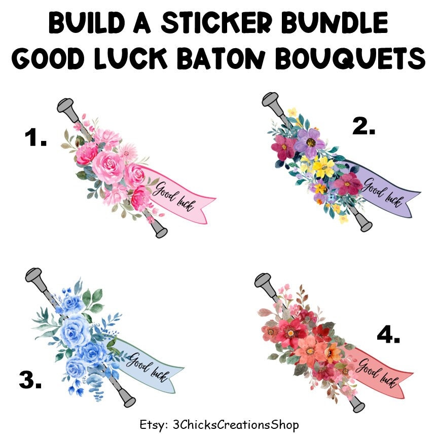 Baton Flower Bouquet Twirler Good Luck Competition Sticker Twirler Gift ...