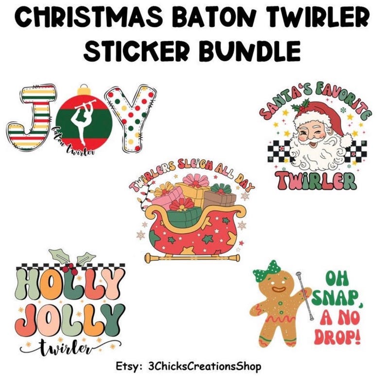 Baton Twirler Christmas Sticker Bundle Twirler Gift Baton Stickers - Etsy
