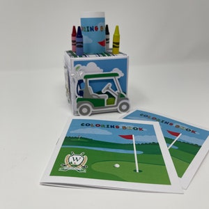 Golf Cart Box Crayon and Coloring Book Holder Personalized, Birthday ...