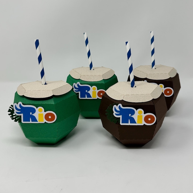 Personalized Coconut Candy Box: Rio Movie Hawaiian Birthday Party Favor ...