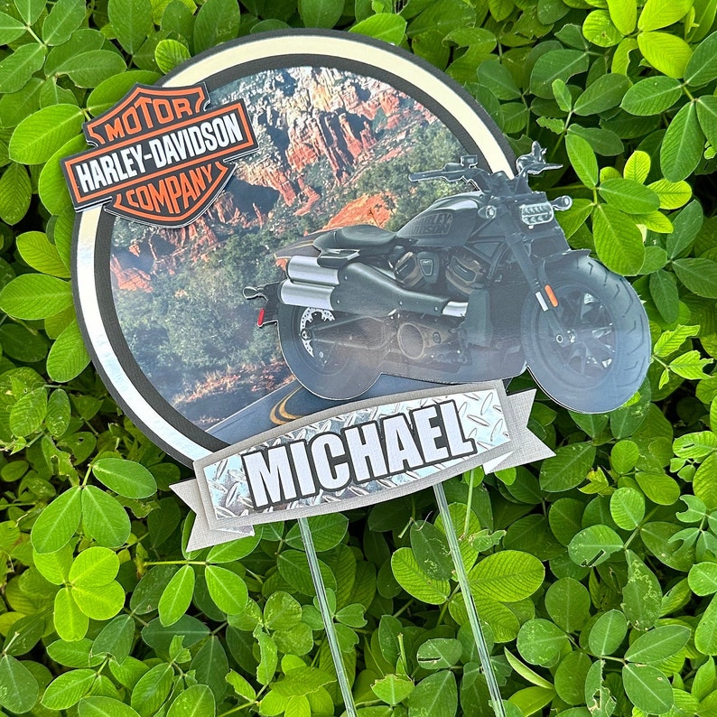 Personalized Harley Davidson Cake Topper: Biker Birthday Party ...