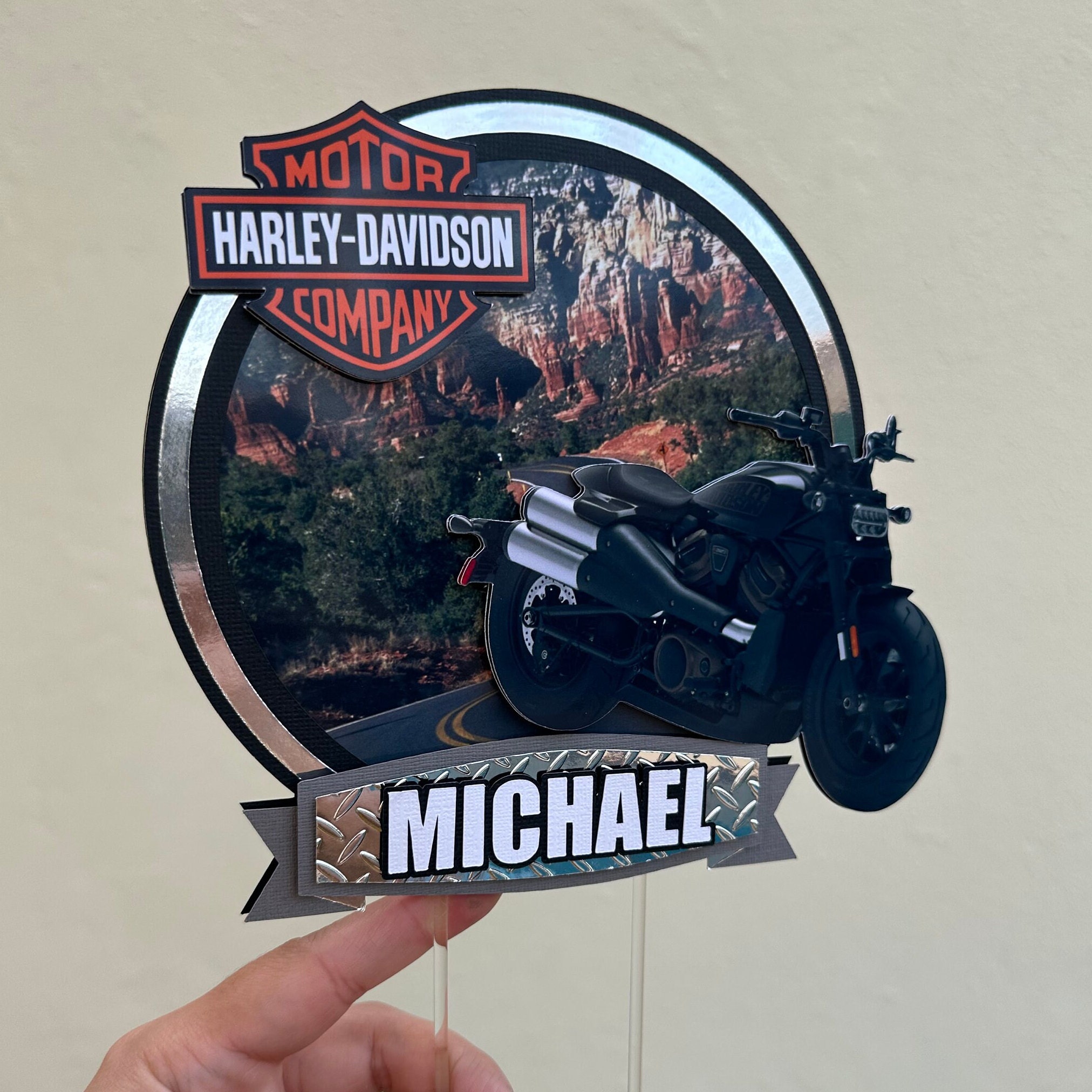 Personalized Harley Davidson Cake Topper: Biker Birthday Party ...