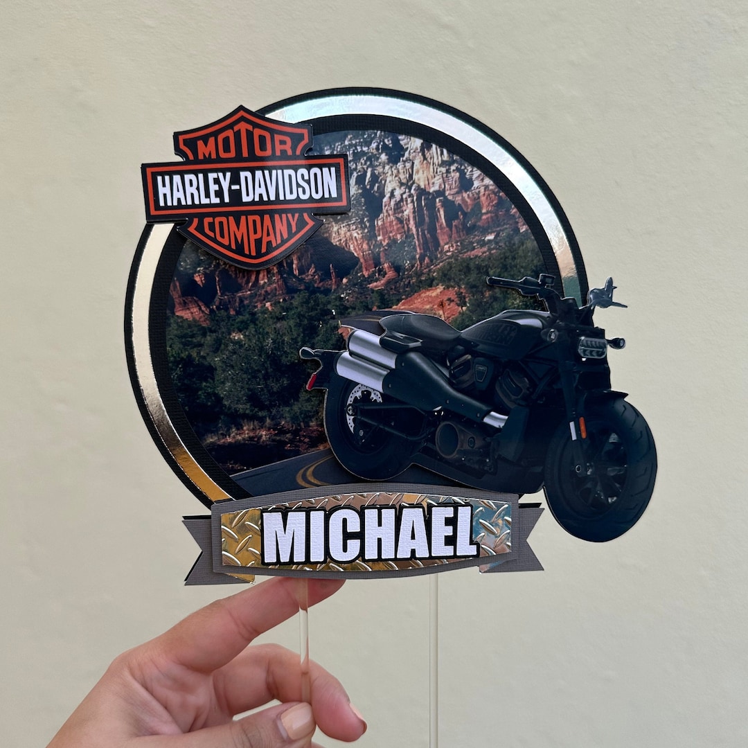 Harley Davidson Cake Topper, Personalized Cake Topper, Motorcycles Cake ...