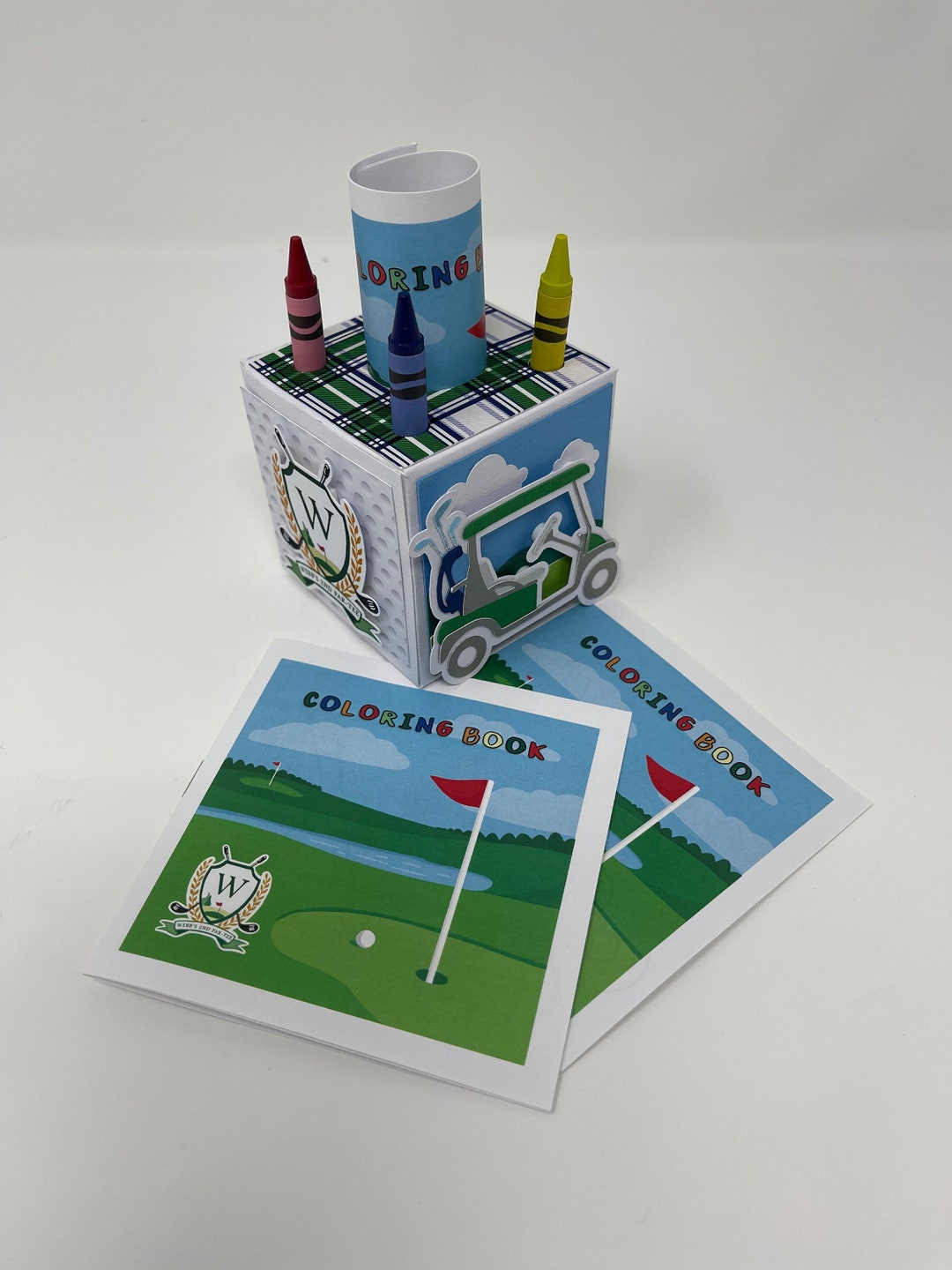 Golf Cart Box Crayon and Coloring Book Holder Personalized, Birthday ...