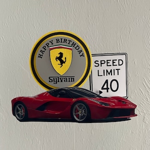 Personalized Ferrari Cake Topper: Racing Car Birthday Party Decoration ...