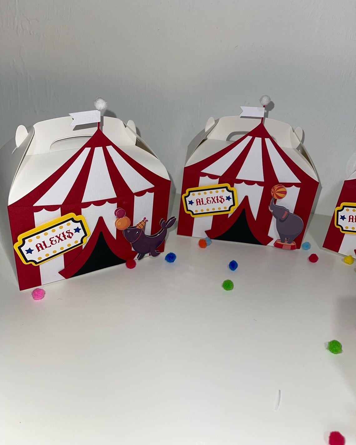 Circus Tent Favor Boxes: Carnival Party Decoration, Personalized Candy ...