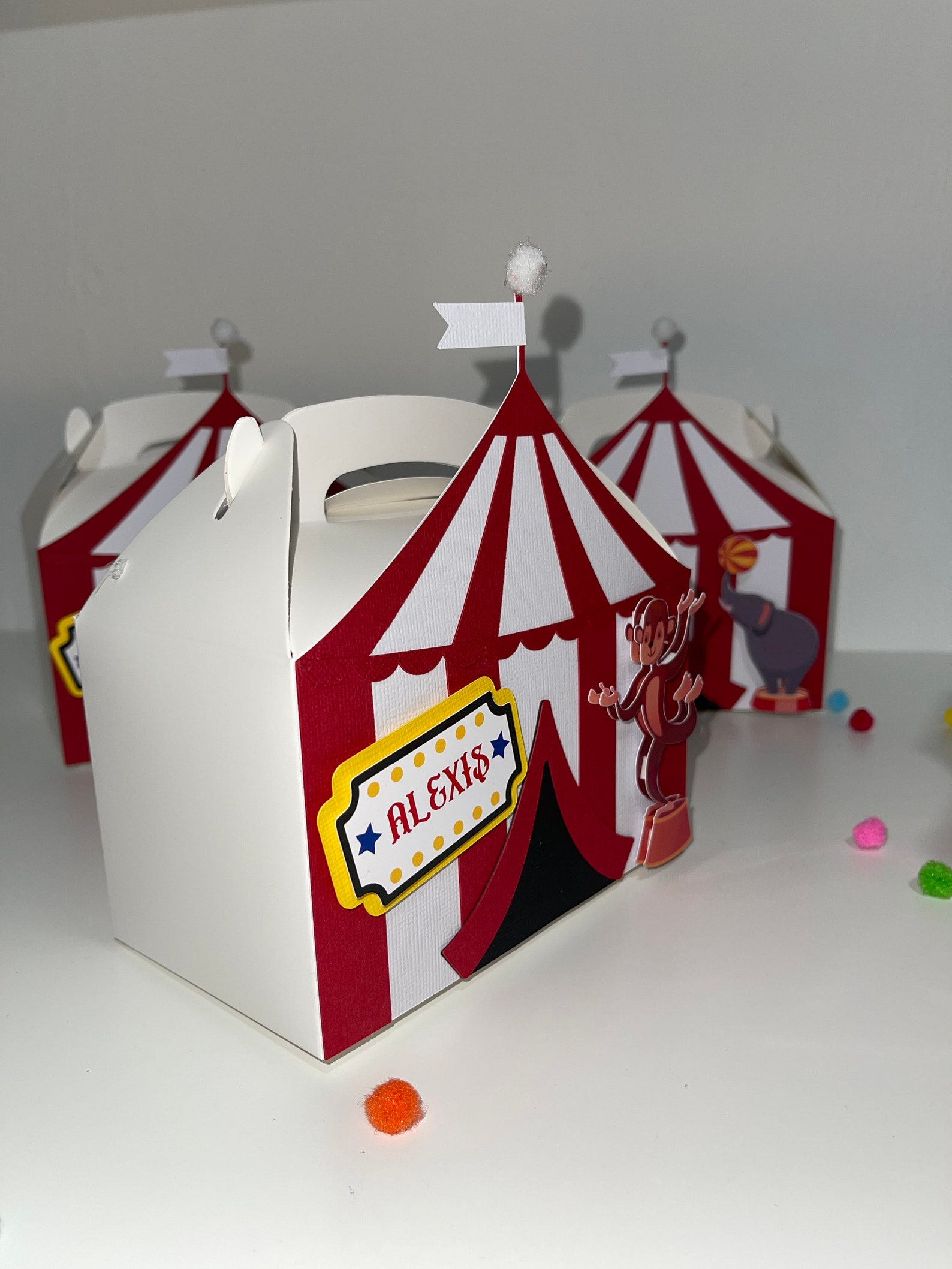 Circus Tent Favor Boxes: Carnival Party Decoration, Personalized Candy ...