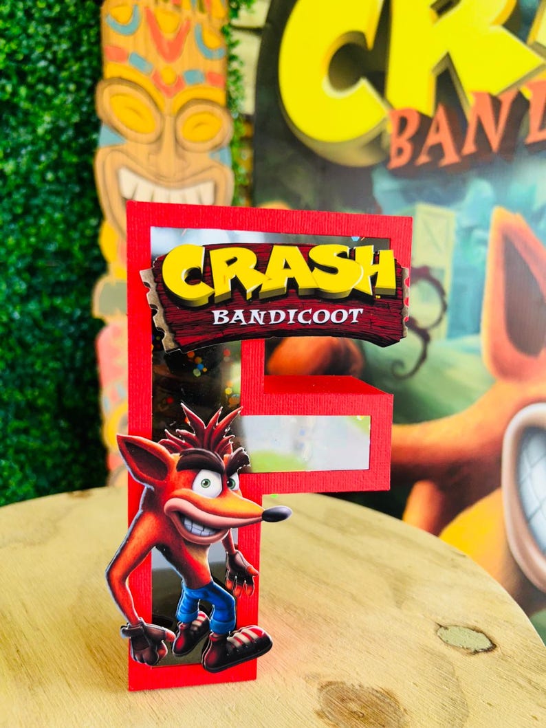 Crash Bandicoot 3D Shaker Letter With LED: Gamer Birthday Party Decor ...