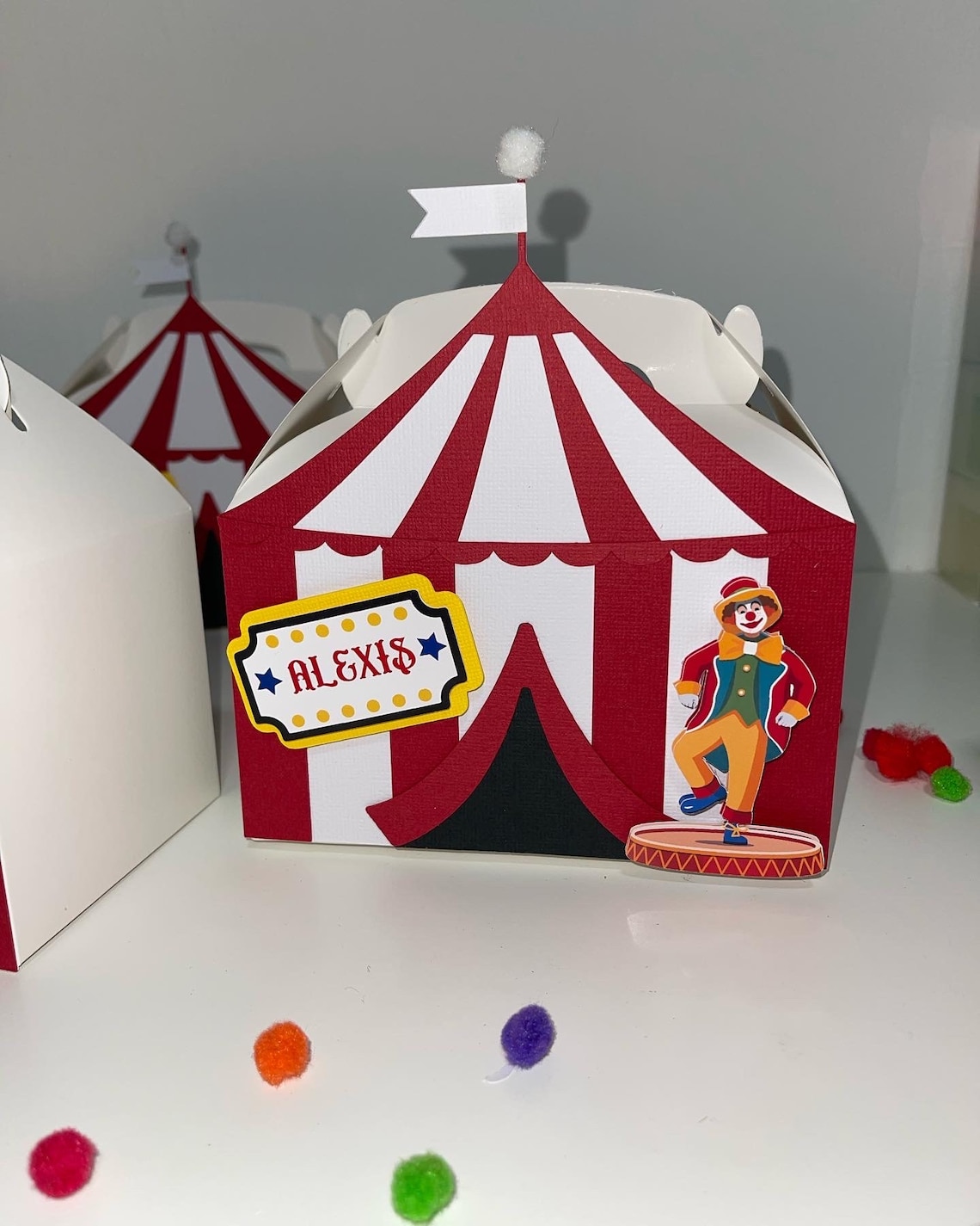 Circus Tent Favor Boxes: Carnival Party Decoration, Personalized Candy ...