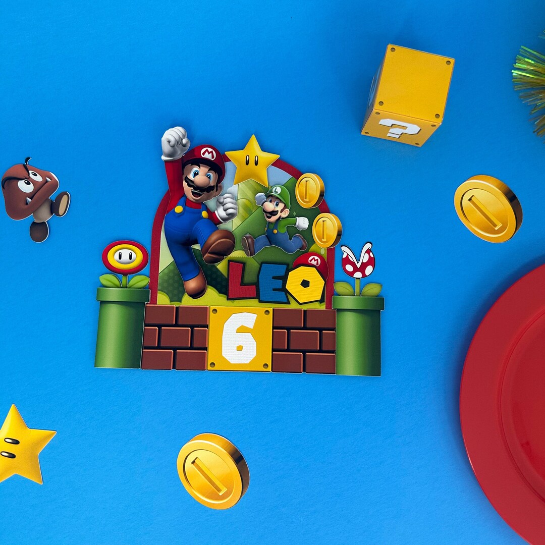 Super Mario Birthday Cake Topper: Personalized Party Decor - Etsy