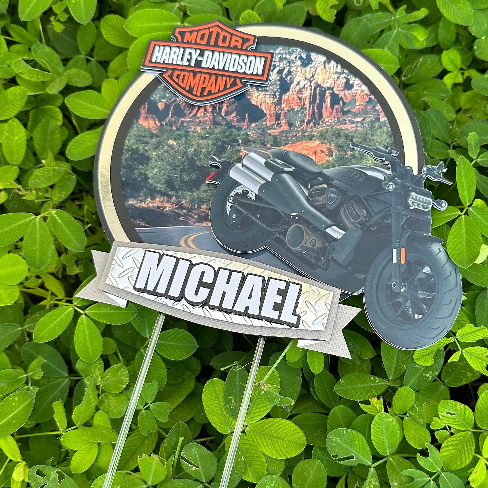 Personalized Harley Davidson Cake Topper: Biker Birthday Party ...