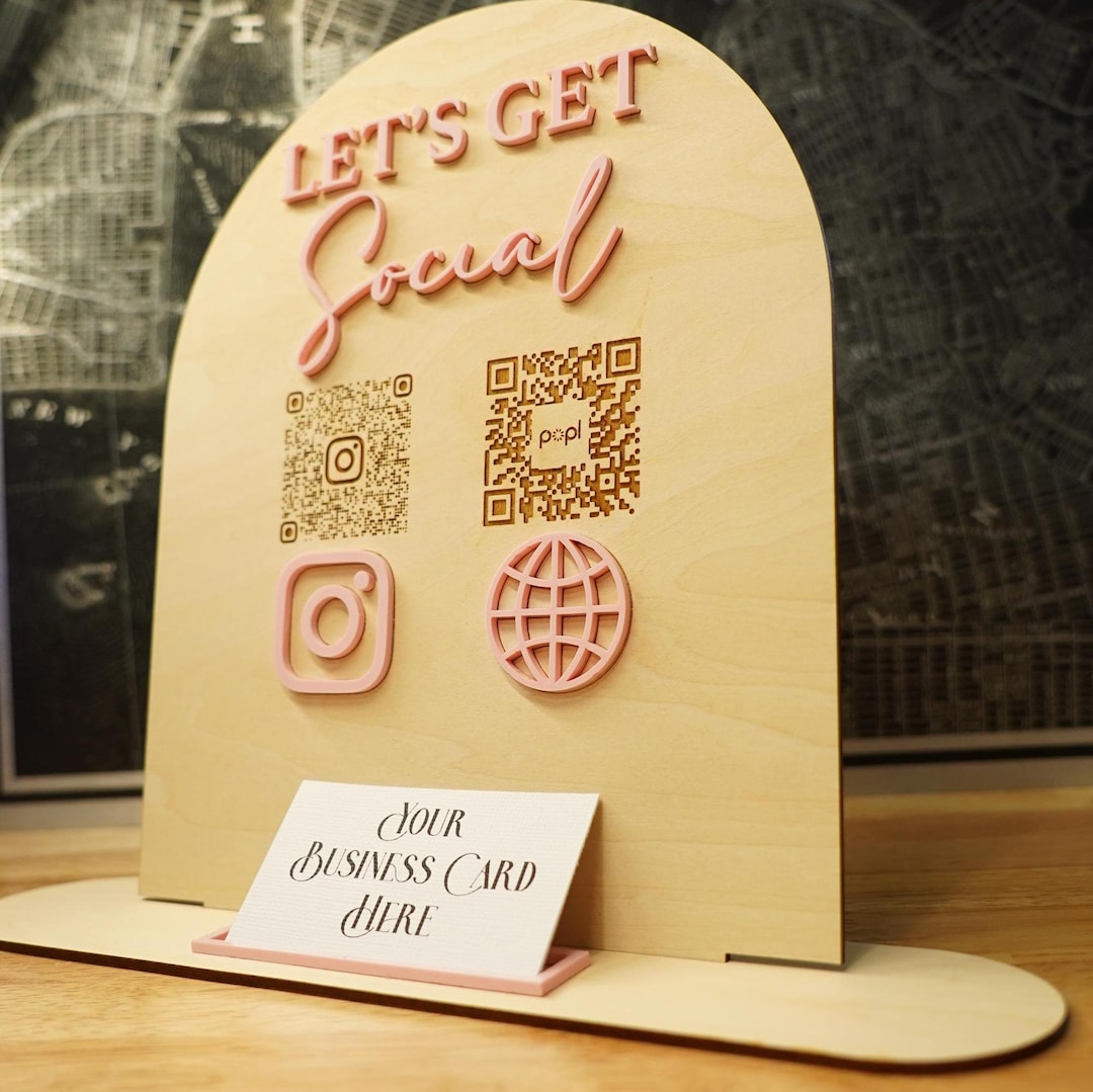 QR Code Display Sign, Let’s Get Social, Custom QR Code Social Media ...