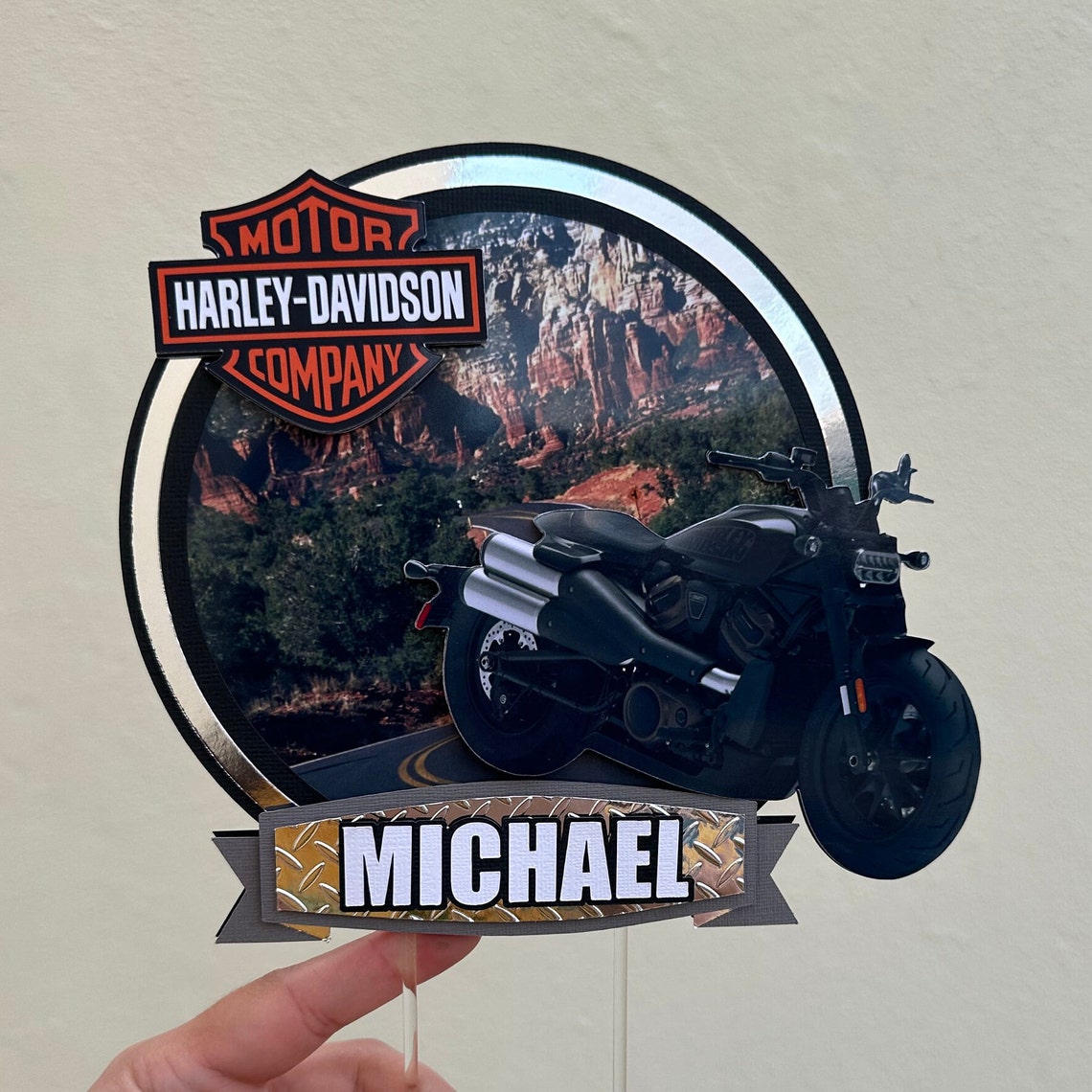 Personalized Harley Davidson Cake Topper: Biker Birthday Party ...