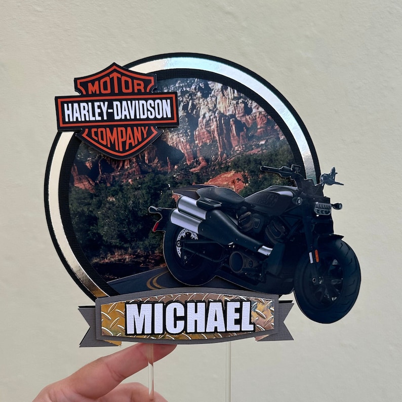 Personalized Harley Davidson Cake Topper: Biker Birthday Party ...