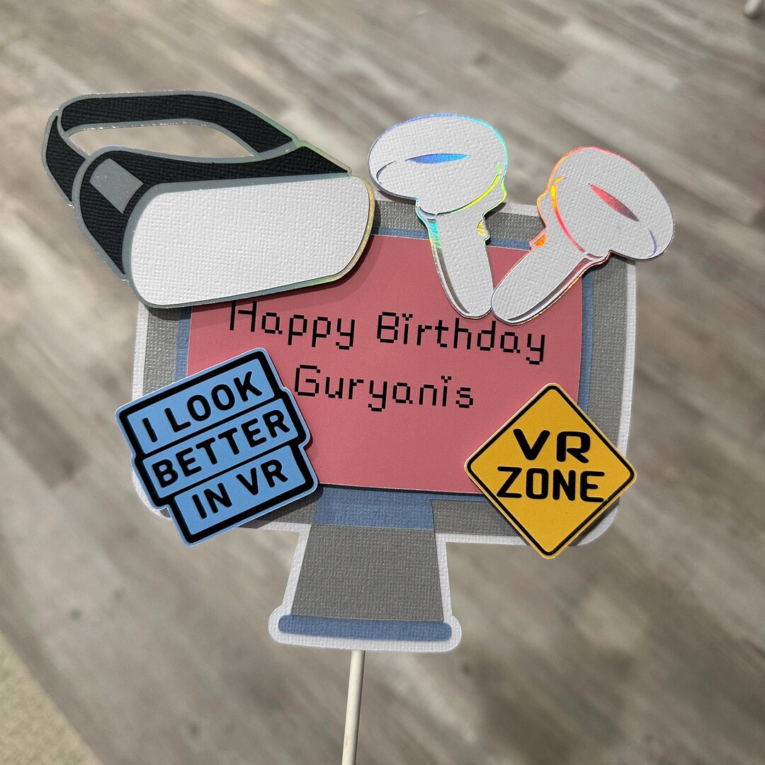 Virtual Reality Cake Topper, VR, Boys Birthday Party, Gamer, Game Party, Controller, Headset ...