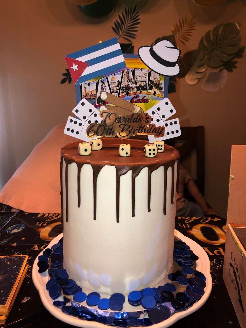 Cuban Birthday Cake Topper, Havana Nights Personalized Cake Topper ...