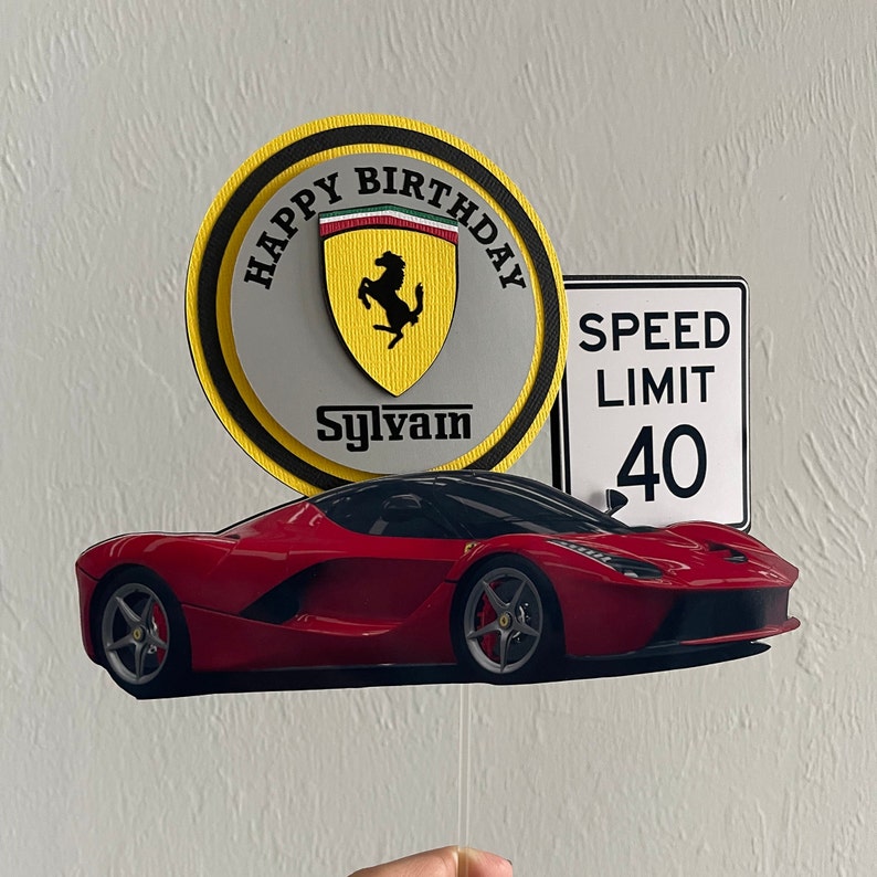 Personalized Ferrari Cake Topper: Racing Car Birthday Party Decoration ...