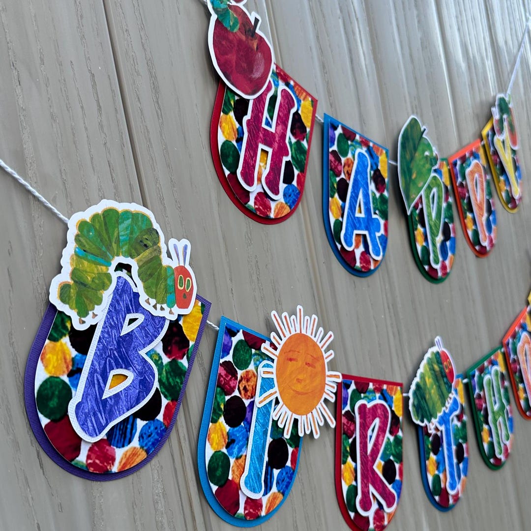 Caterpillar Happy Birthday Banner Theme, Caterpillar First Birthday ...