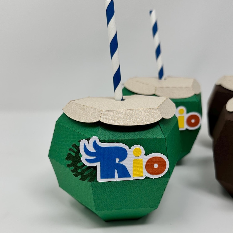 Personalized Coconut Candy Box: Rio Movie Hawaiian Birthday Party Favor ...