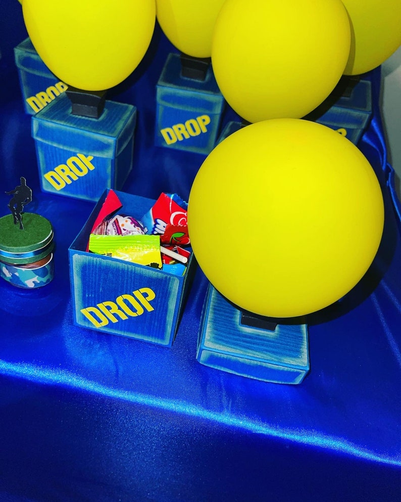 Gamer Theme Party Favor Box: Blue Drop Box Crate - Etsy