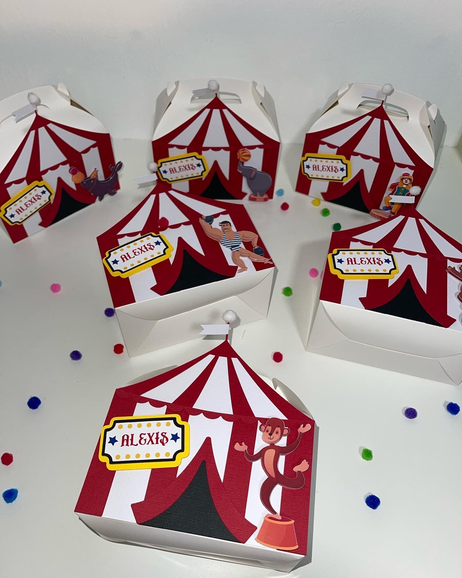 Circus Tent Favor Boxes: Carnival Party Decoration, Personalized Candy ...