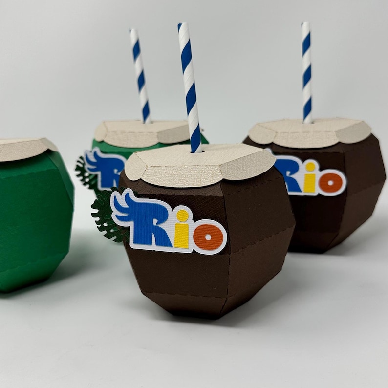 Personalized Coconut Candy Box: Rio Movie Hawaiian Birthday Party Favor ...