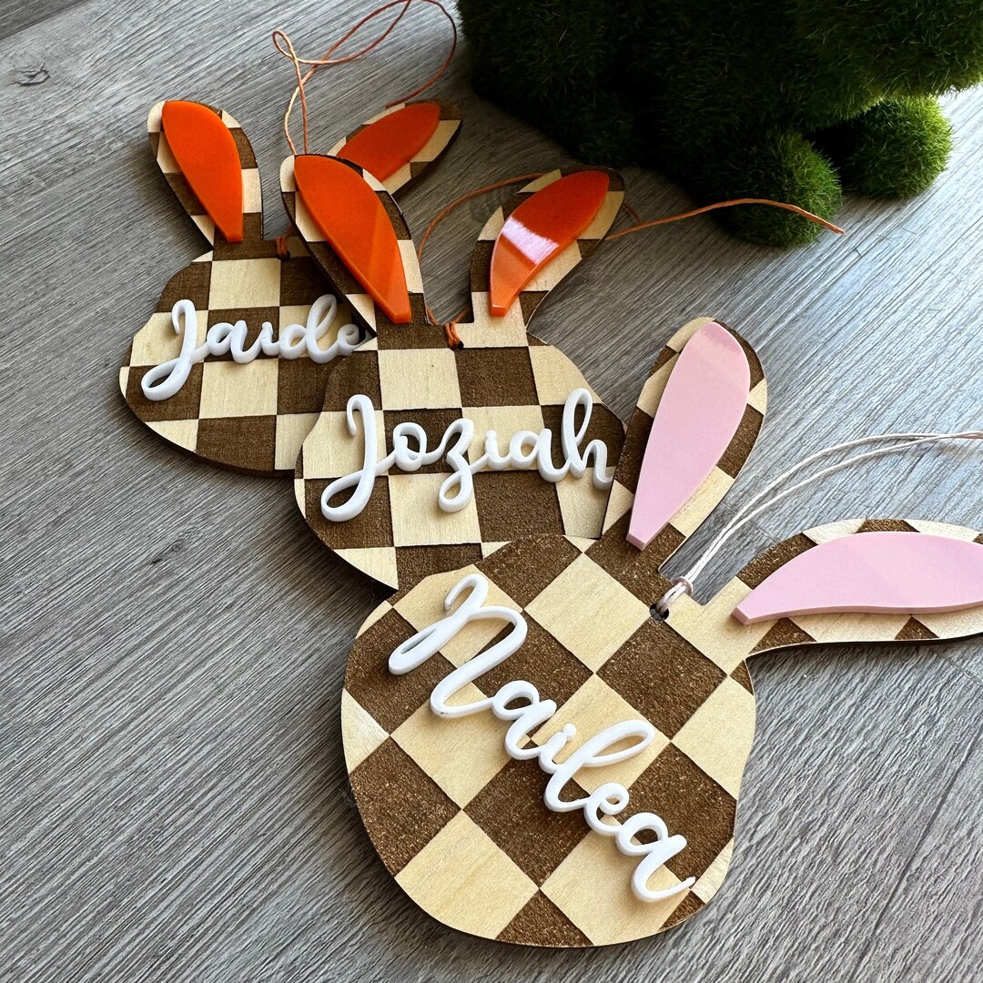 Easter Bunny Basket Name Tags, Bunny Shape Name Tags, Easter Basket ...