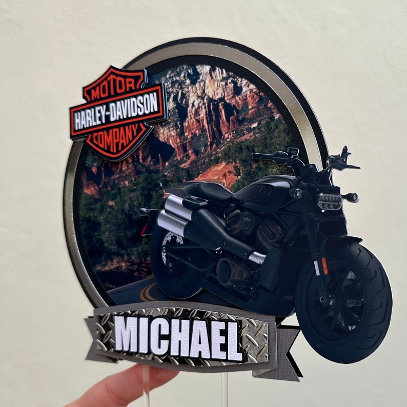 Personalized Harley Davidson Cake Topper: Biker Birthday Party ...