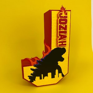 Godzilla 3D Letter: Personalized Birthday Party Decoration - Etsy