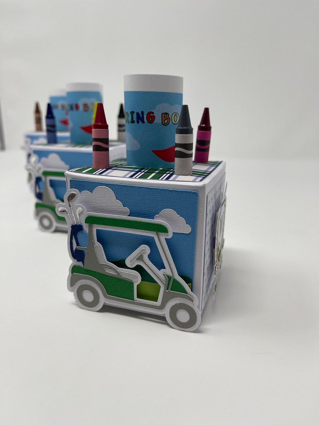 Golf Cart Box Crayon and Coloring Book Holder Personalized, Birthday ...