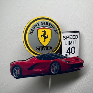 Personalized Ferrari Cake Topper: Racing Car Birthday Party Decoration ...