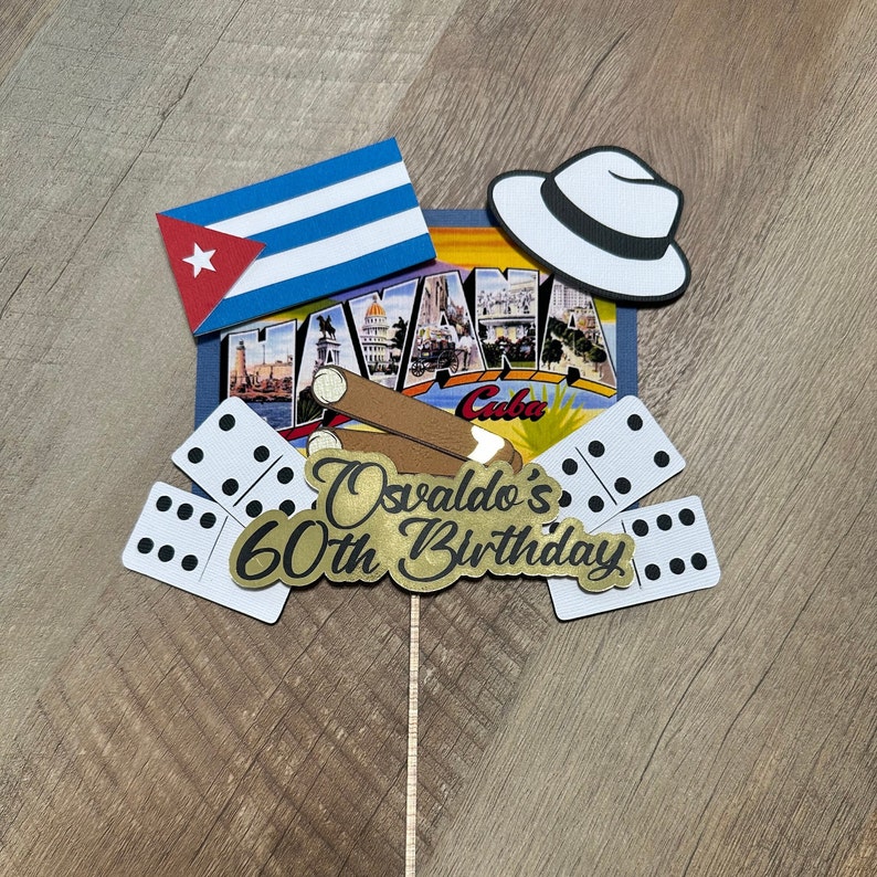 Cuban Birthday Cake Topper, Havana Nights Personalized Cake Topper ...