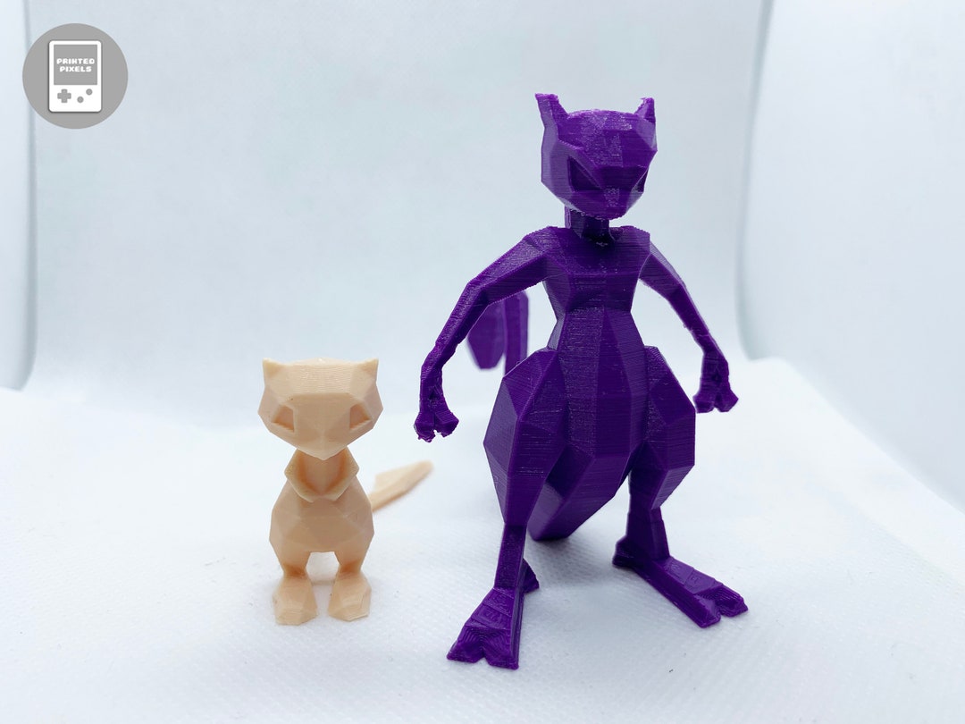 Mew & Mewtwo Pokemon Figures 3D Printed low Poly Gifts - Etsy UK