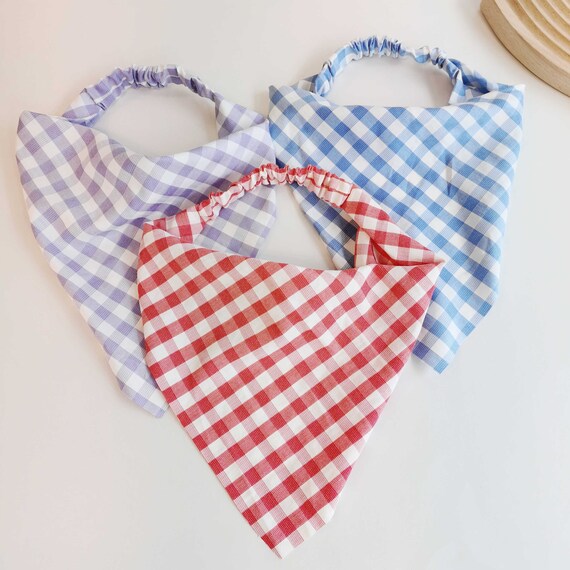 Checked Head Scarf Triangle Headscarf Classic Bandana Hair - Etsy