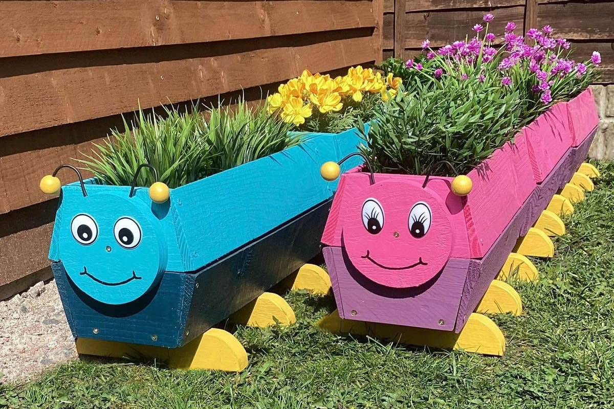 Wooden Caterpillar Planter - Etsy