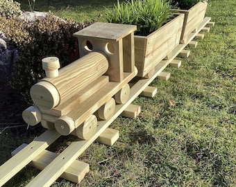 Beautiful Outdoor Wooden Train Planter, Perfect Gift for the Garden at ...