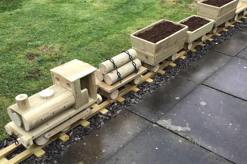 Wooden Planter Train / Decorative Garden Ornament | Etsy