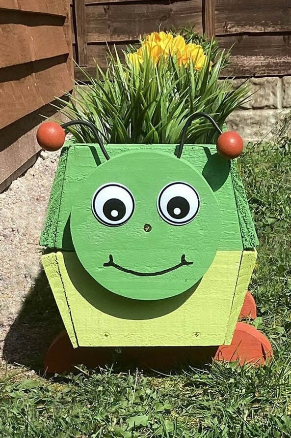 Wooden Caterpillar Planter - Etsy