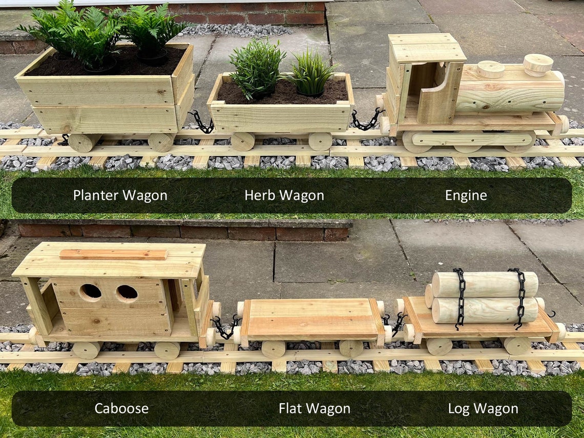 Wooden Planter Train / Decorative Garden Ornament - Etsy