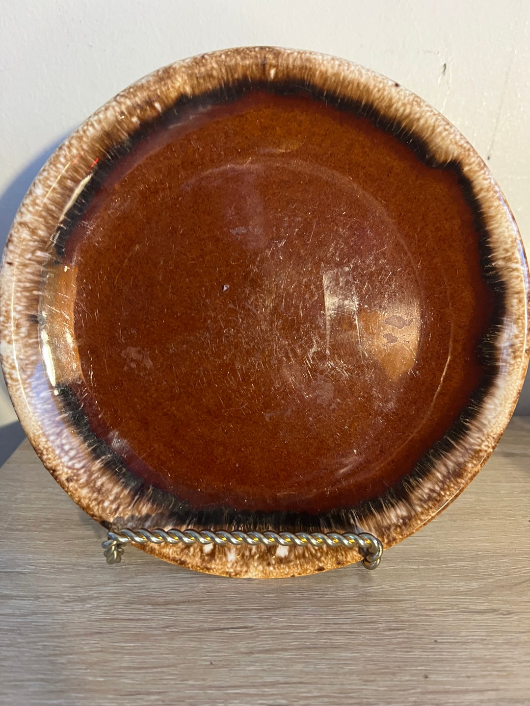 Set 6 - Hull Pottery USA Vintage 6 1/2" Brown Dip Glaze Salad Bread ...