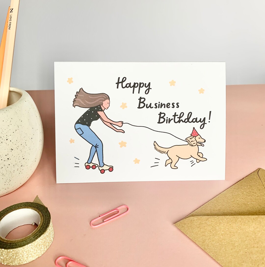 Business Birthday Card Dog Walker Card Business Anniversary Card Pet ...