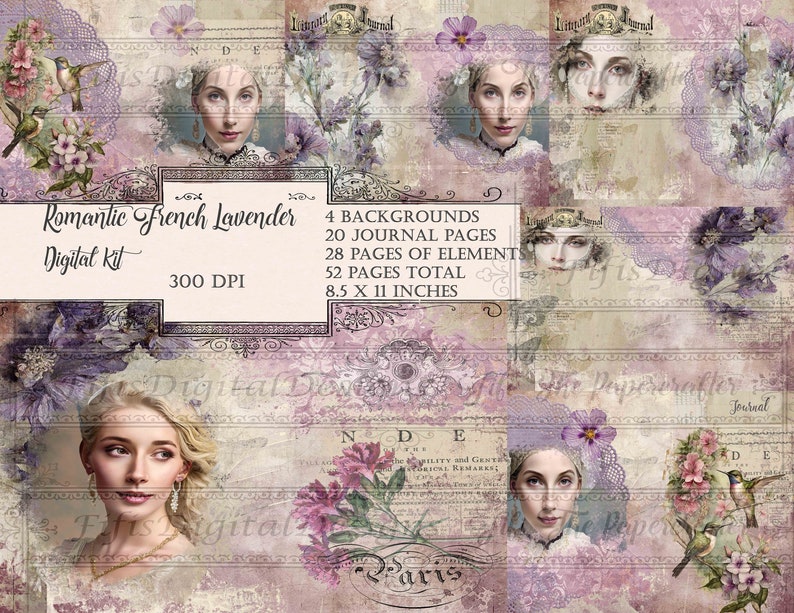 Romantic French Lavender Digital Kit - Etsy