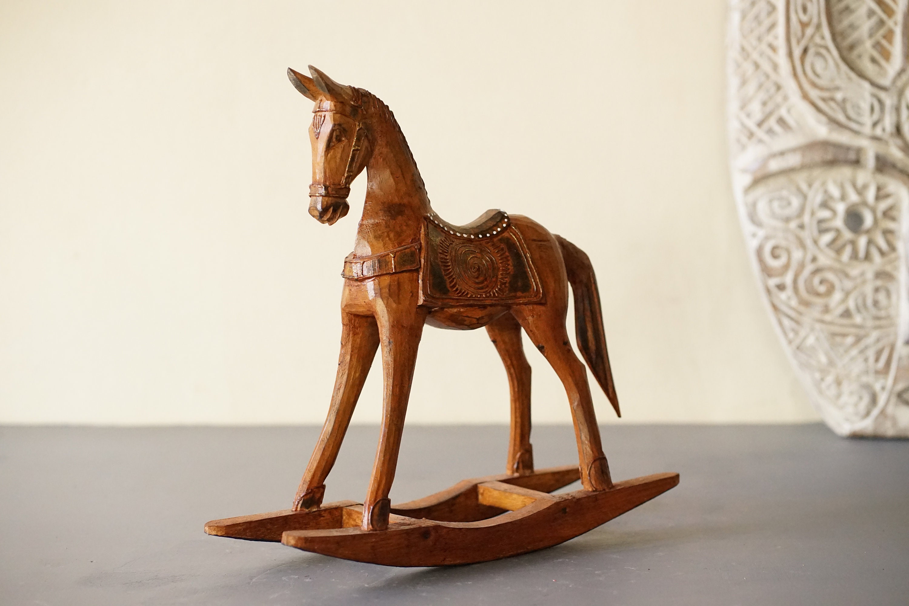 Wooden Rocking Horse Antique Brown Color Unique Horse - Etsy