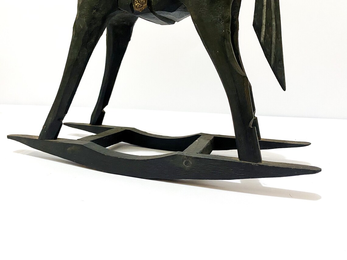 Wooden Rocking Horse Antique Black Color Dark Stallion - Etsy