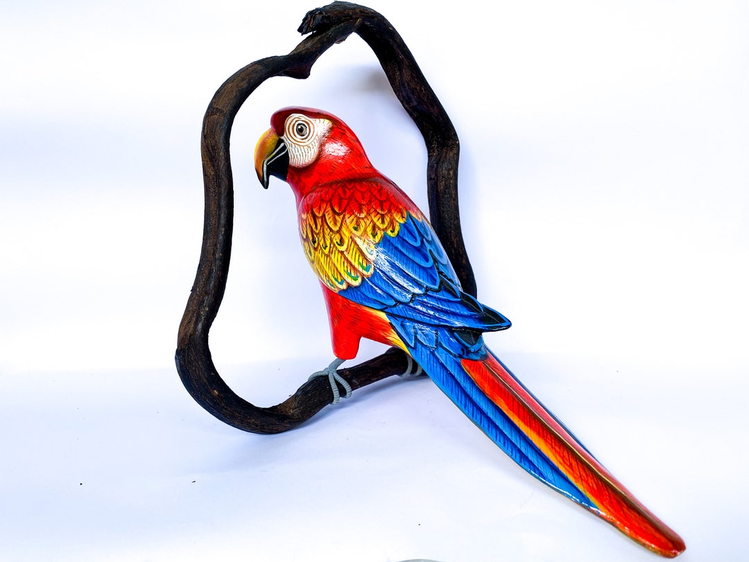 Wooden Macaw Parrot Figurine, Christmas Gift, Christmas Decor, Colorful ...