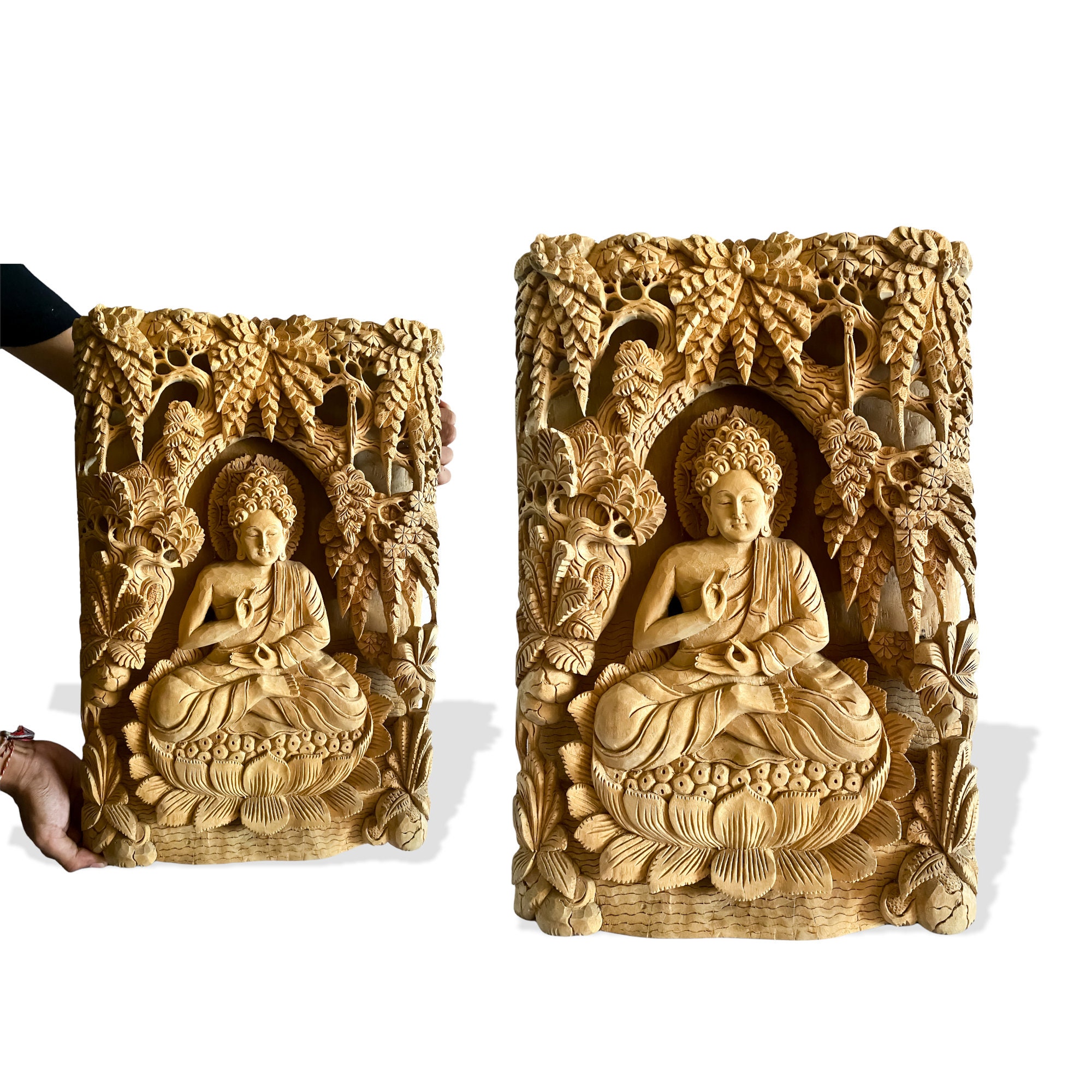 Wall Hanging Buddha Wood Carving Wall Decor 19 Inch Vintage - Etsy